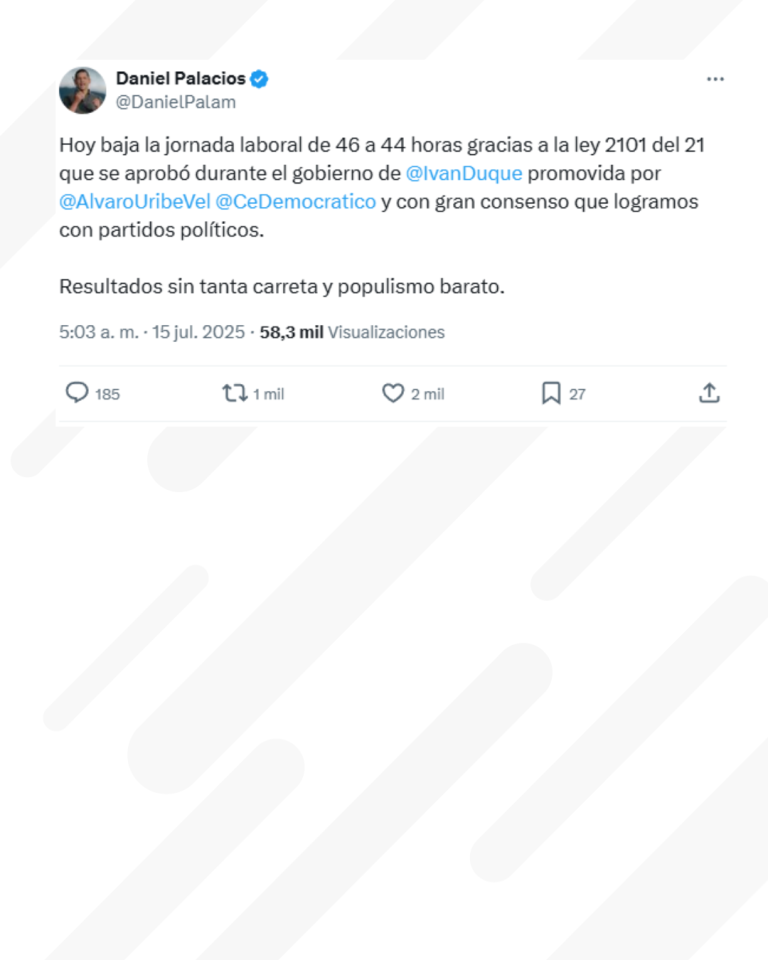 Reconocen a Álvaro Uribe como el autor de la ley que redujo la jornada ...