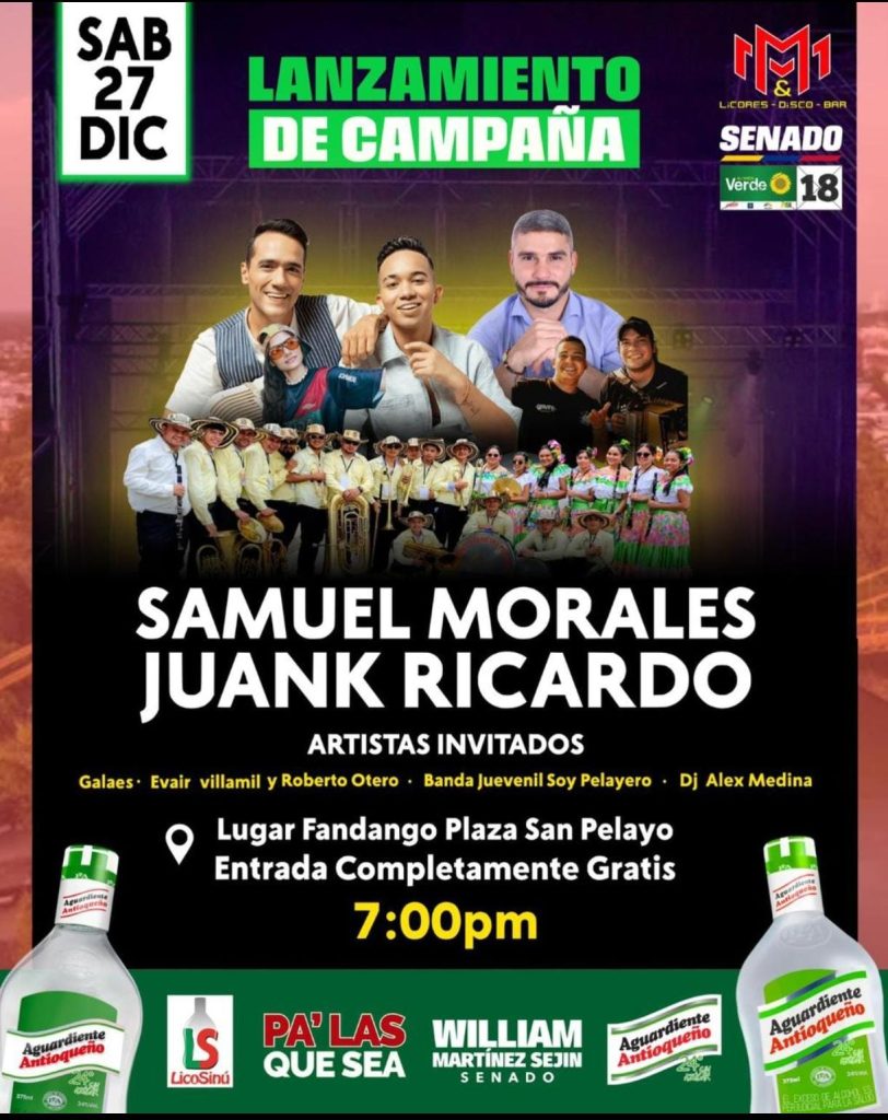 William Martínez Sejin lanza su campaña al Senado en San Pelayo este 27 ...