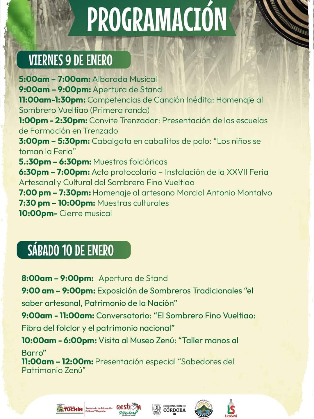 Tuchín se alista para celebrar la XXVII Feria del Sombrero Fino ...